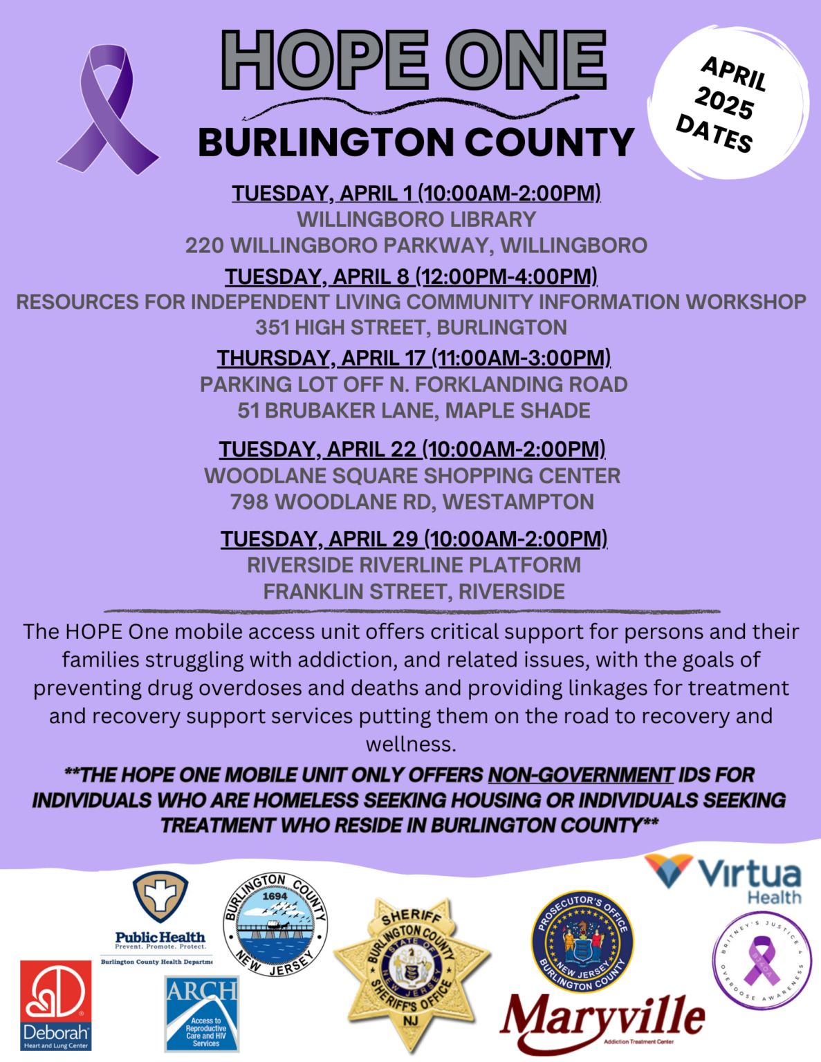 Hope One Information Workshop - Burlington NJ